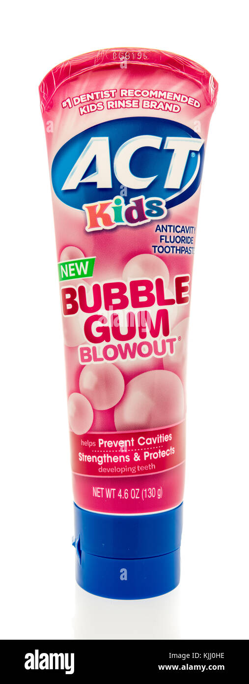 Winneconne, WI - 1 November 2017: A tube of Act kids toothpaste in ...