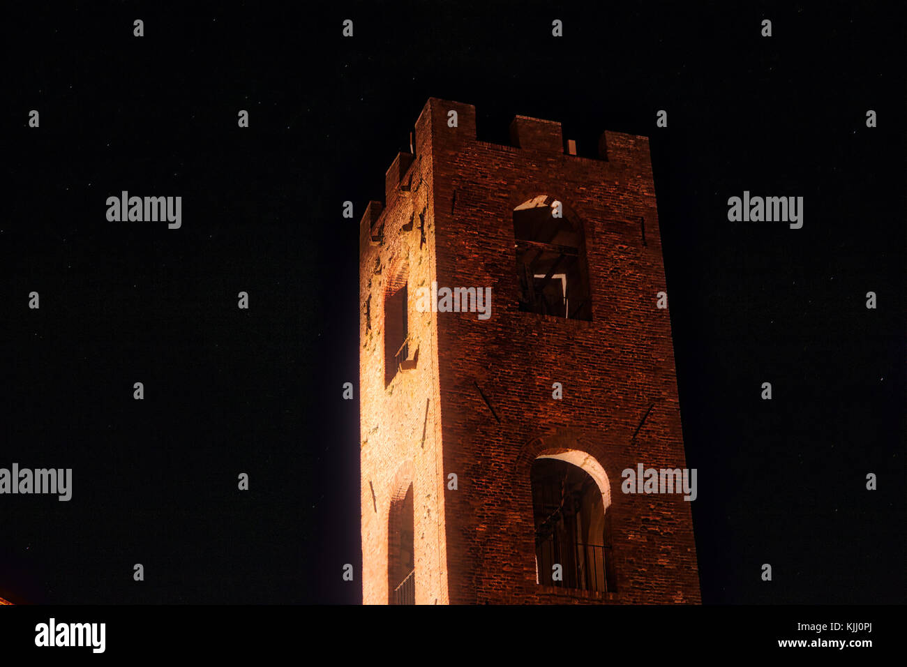 night view of ancient medieval tower Stock Photo - Alamy