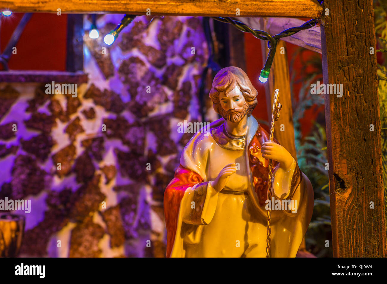 details of Christmas Nativity scene with Saint Joseph Stock Photo - Alamy