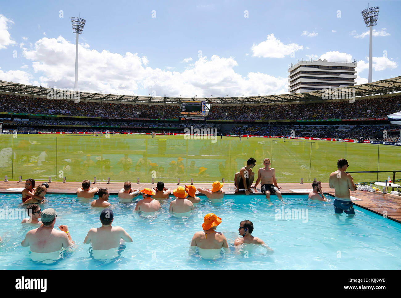 General view of the pool deck during day two of the Ashes Test match at ...