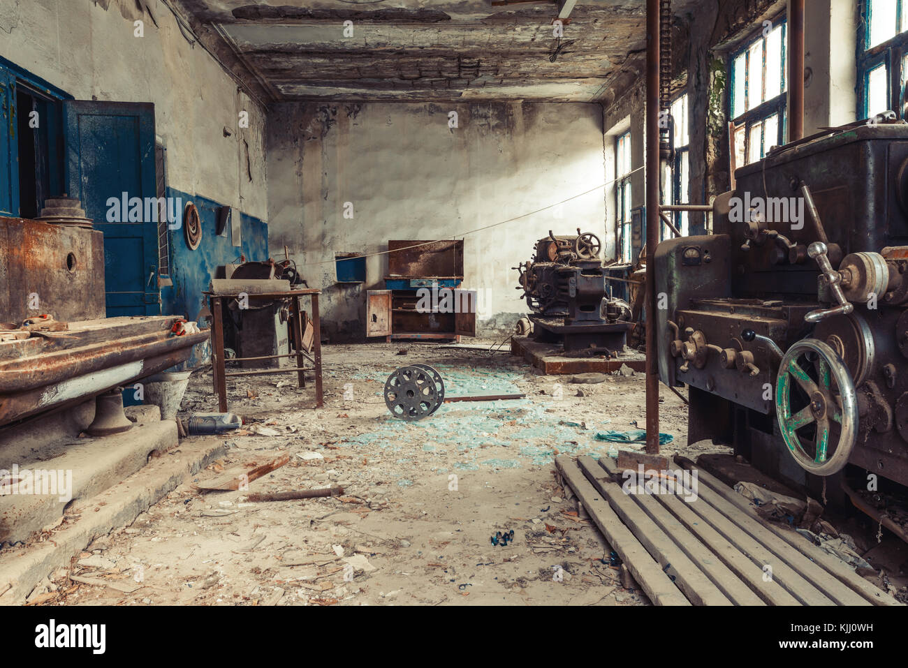 Old abandoned factory rooms Stock Photo - Alamy