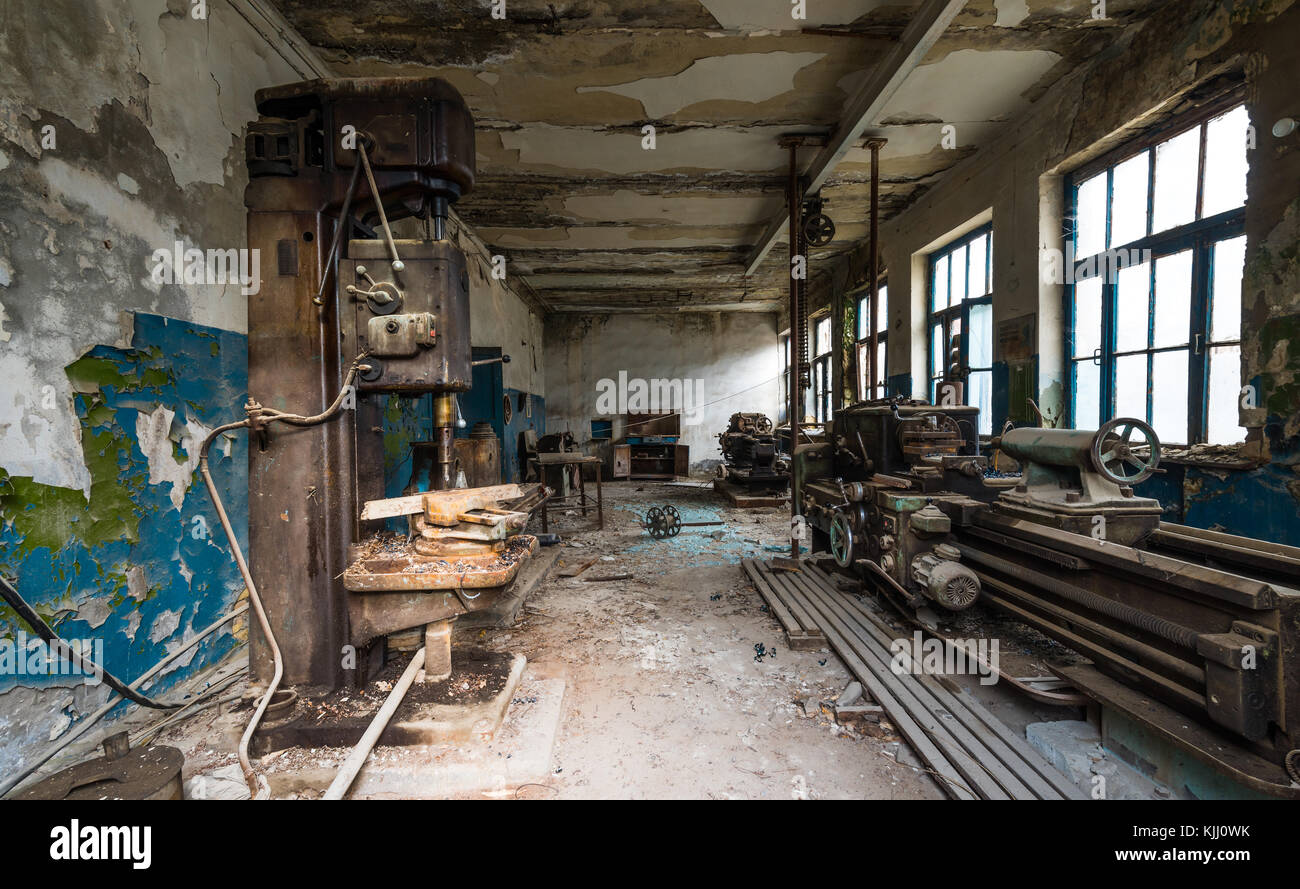 Old abandoned factory rooms Stock Photo - Alamy