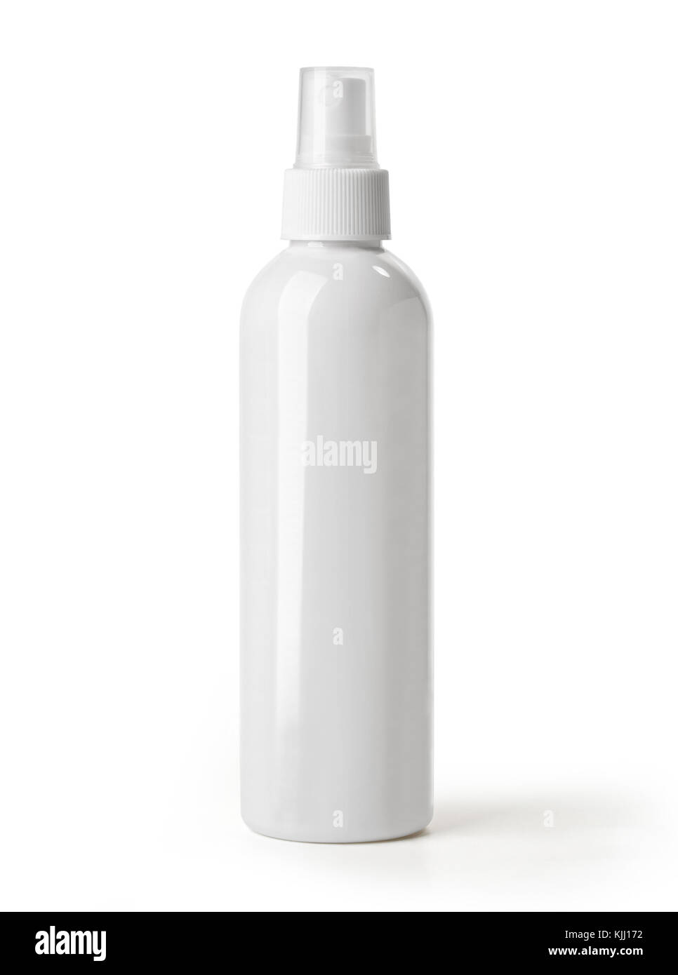 White container of spray bottle isolated over white background. With ...