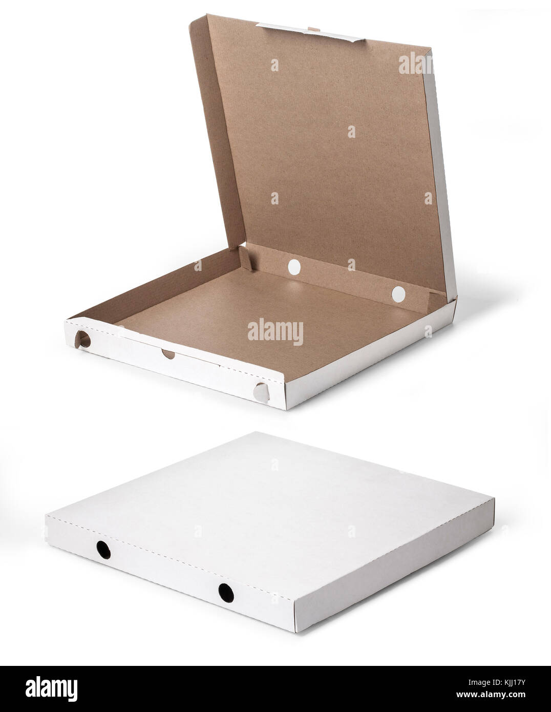 Empty open paper set of boxes in two projections over white Stock Photo ...