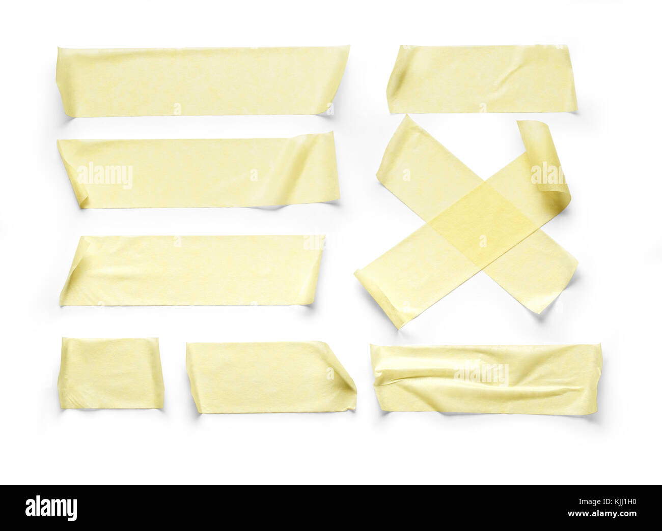 collection of various adhesive tape pieces on white background.with ...