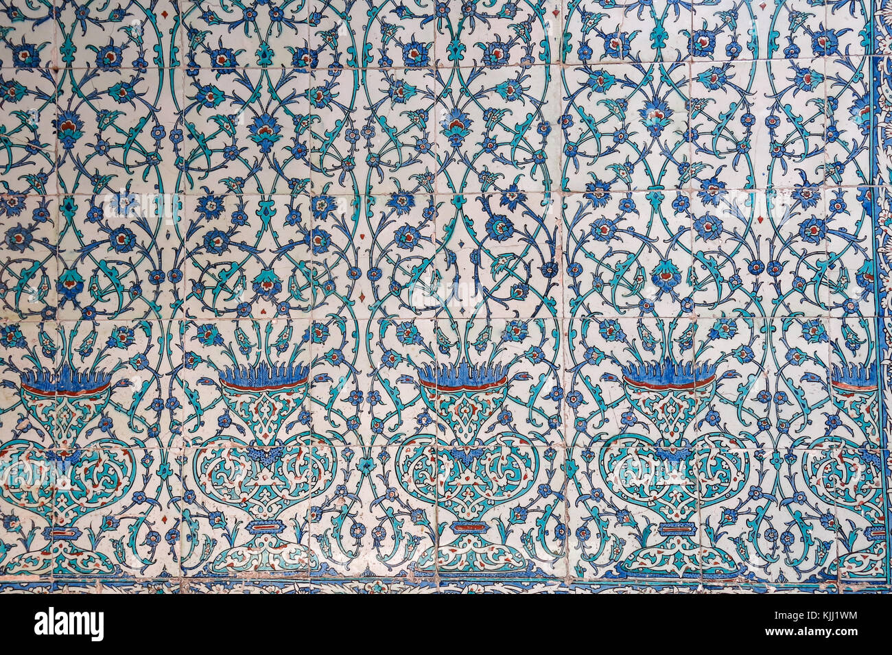 Ancient hand made Turkish - Ottoman tiles, in Topkapi palace, Istambul ...