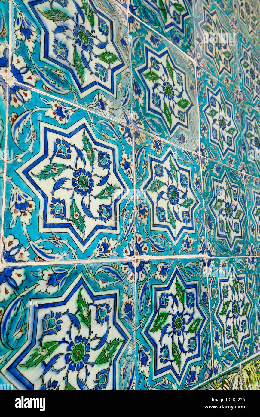Ancient hand made Turkish - Ottoman tiles, in Topkapi palace, Istambul ...