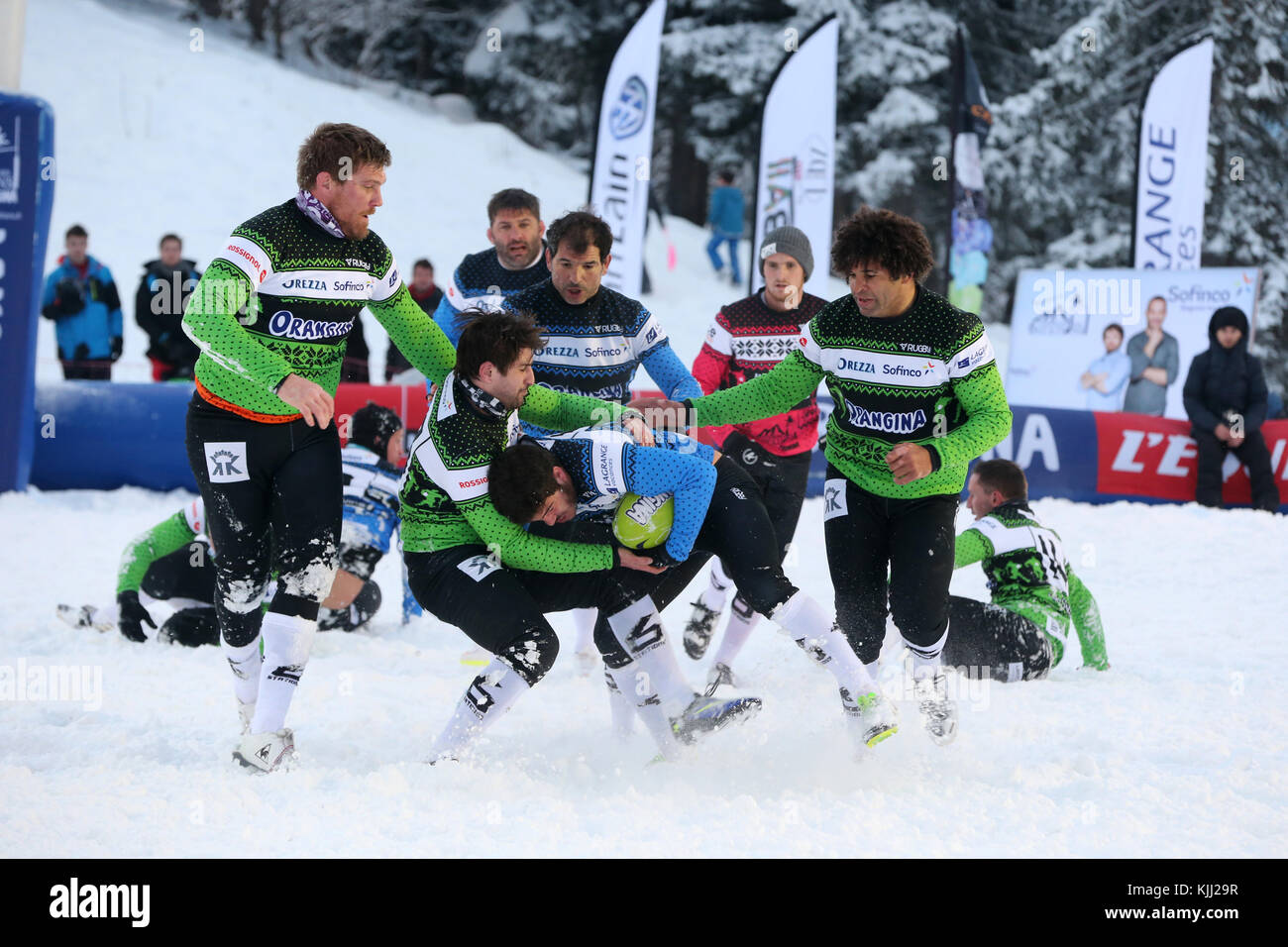 Snow rugby. France Stock Photo - Alamy