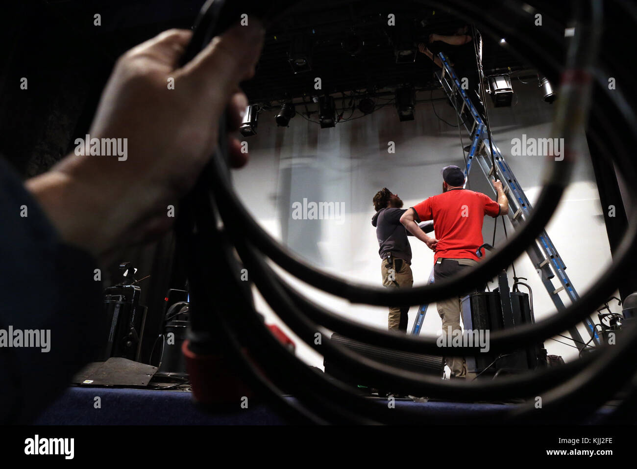 Stage technicians. France Stock Photo - Alamy