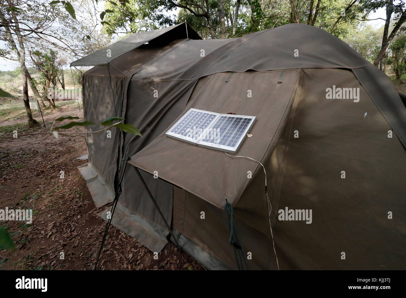 Solar panel used as an alternative source of power at a safari camp ...