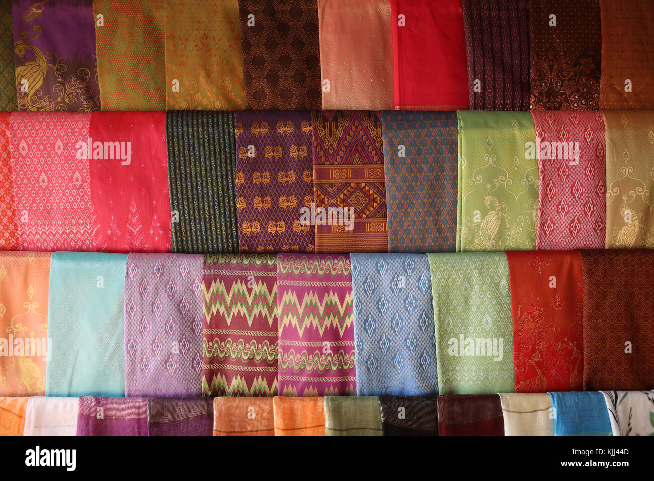 Scarf display. Battambang. Cambodia Stock Photo - Alamy