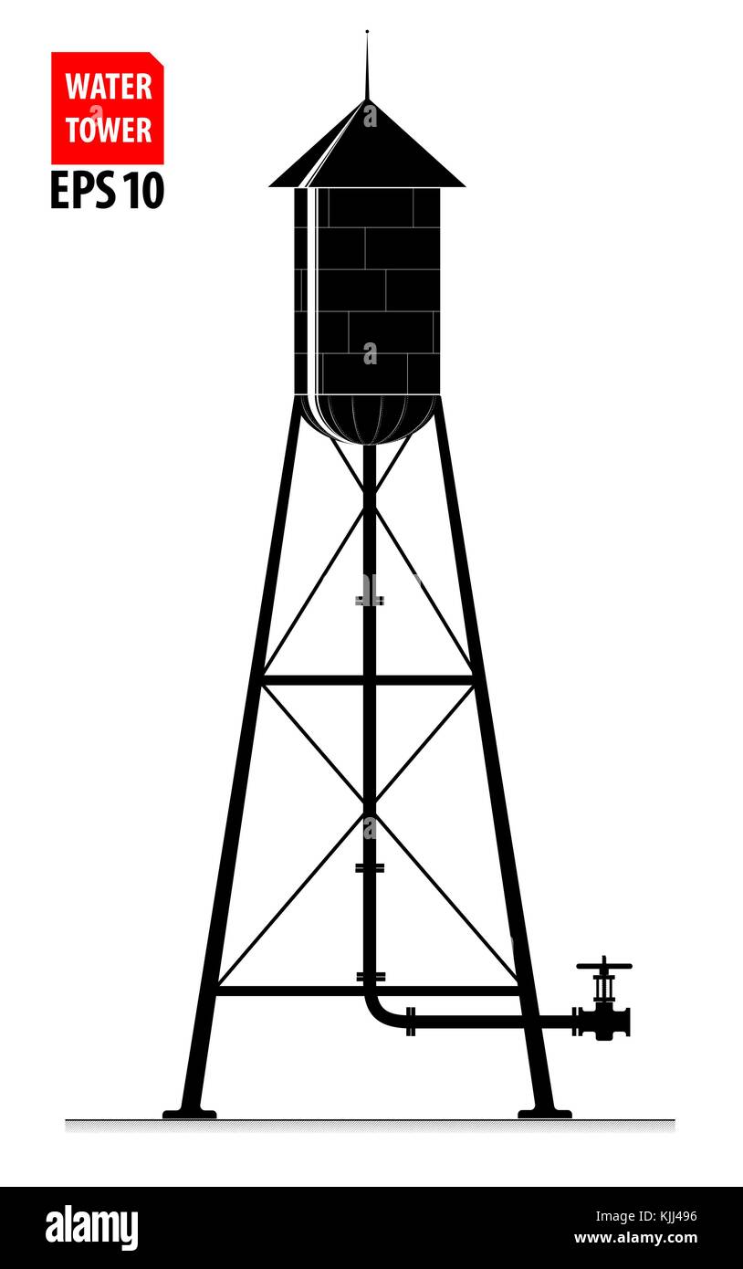 Round Water Tower Vector