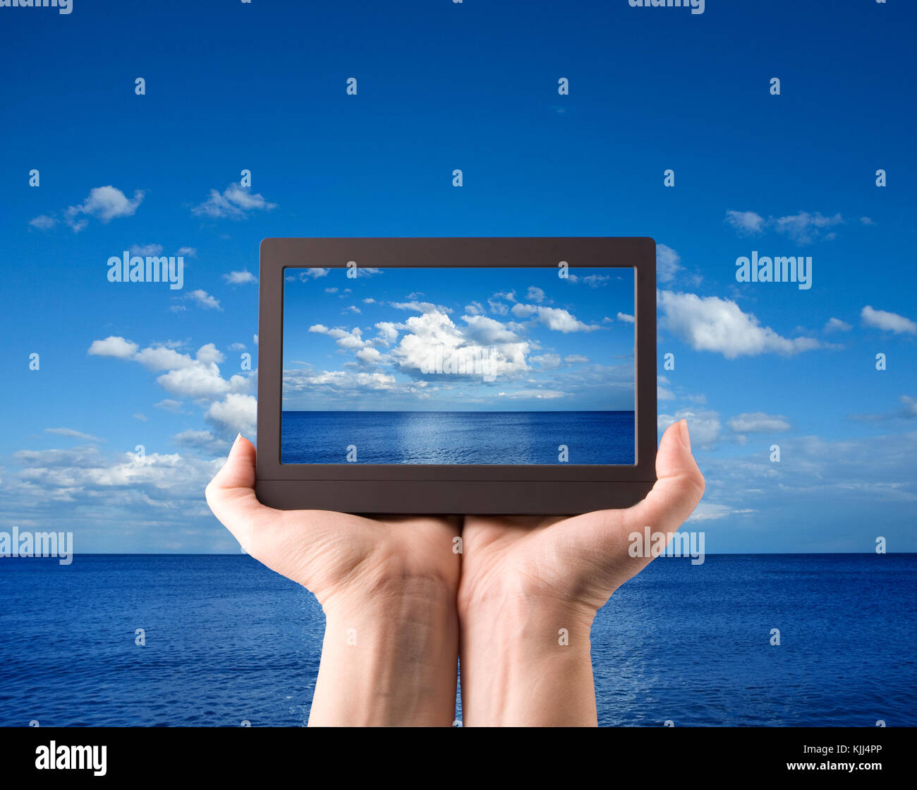 hands holding computer laptop smart phone tablet and touch pad Stock ...