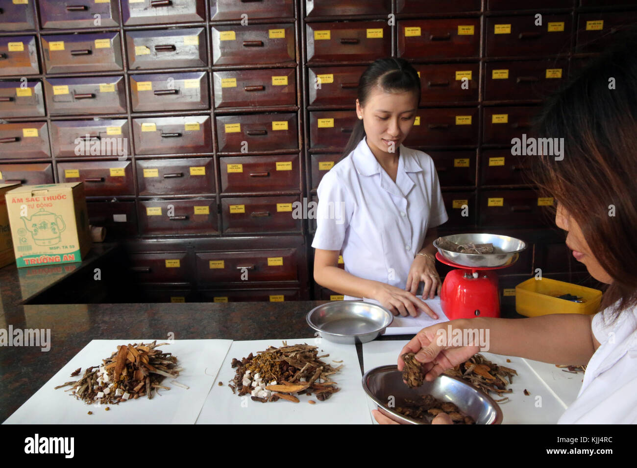 Traditional Chinese medicine pharmacy. Herbal medicine therapy. Vietnam ...