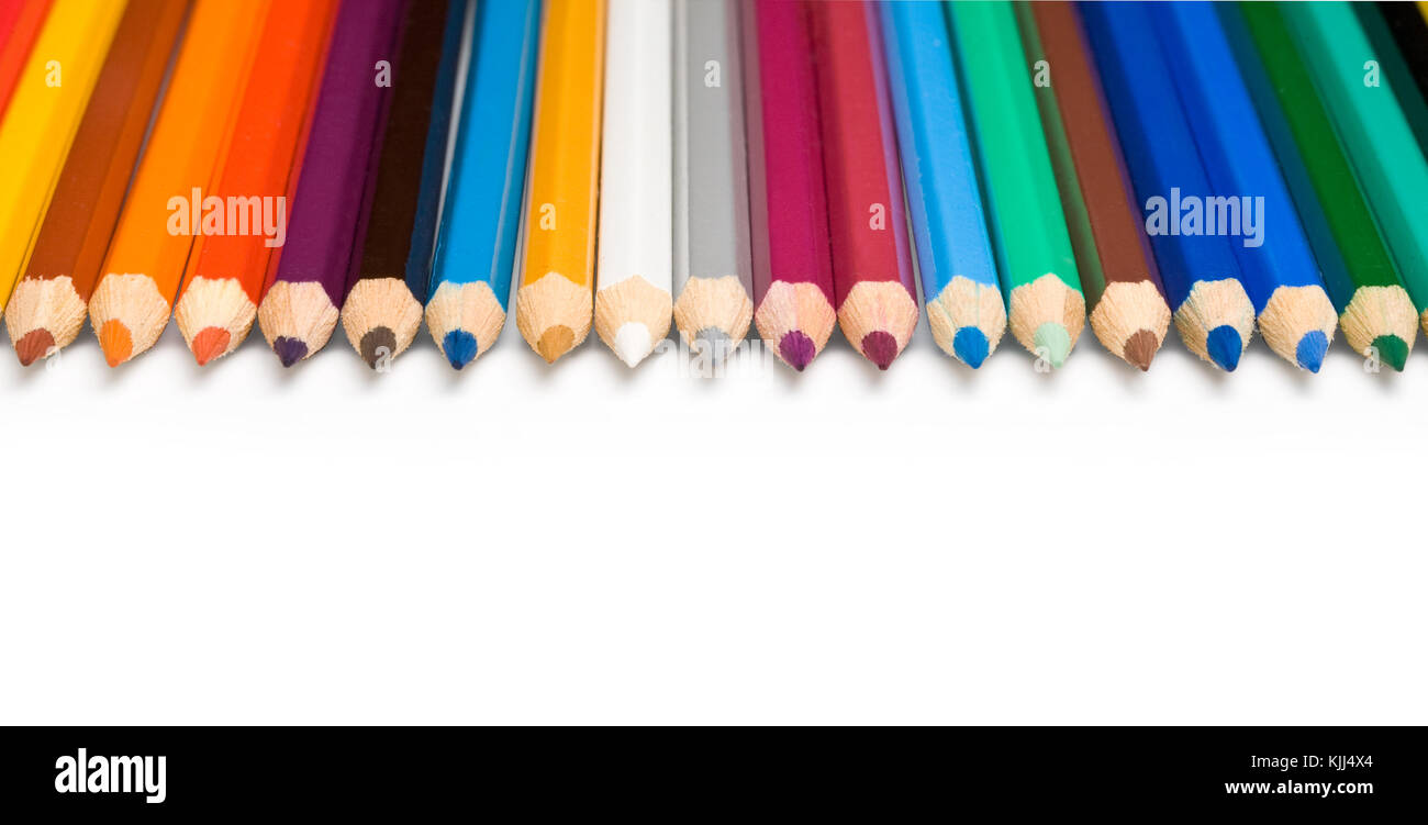Colorful pencils isolated on white with clipping path Stock Photo - Alamy