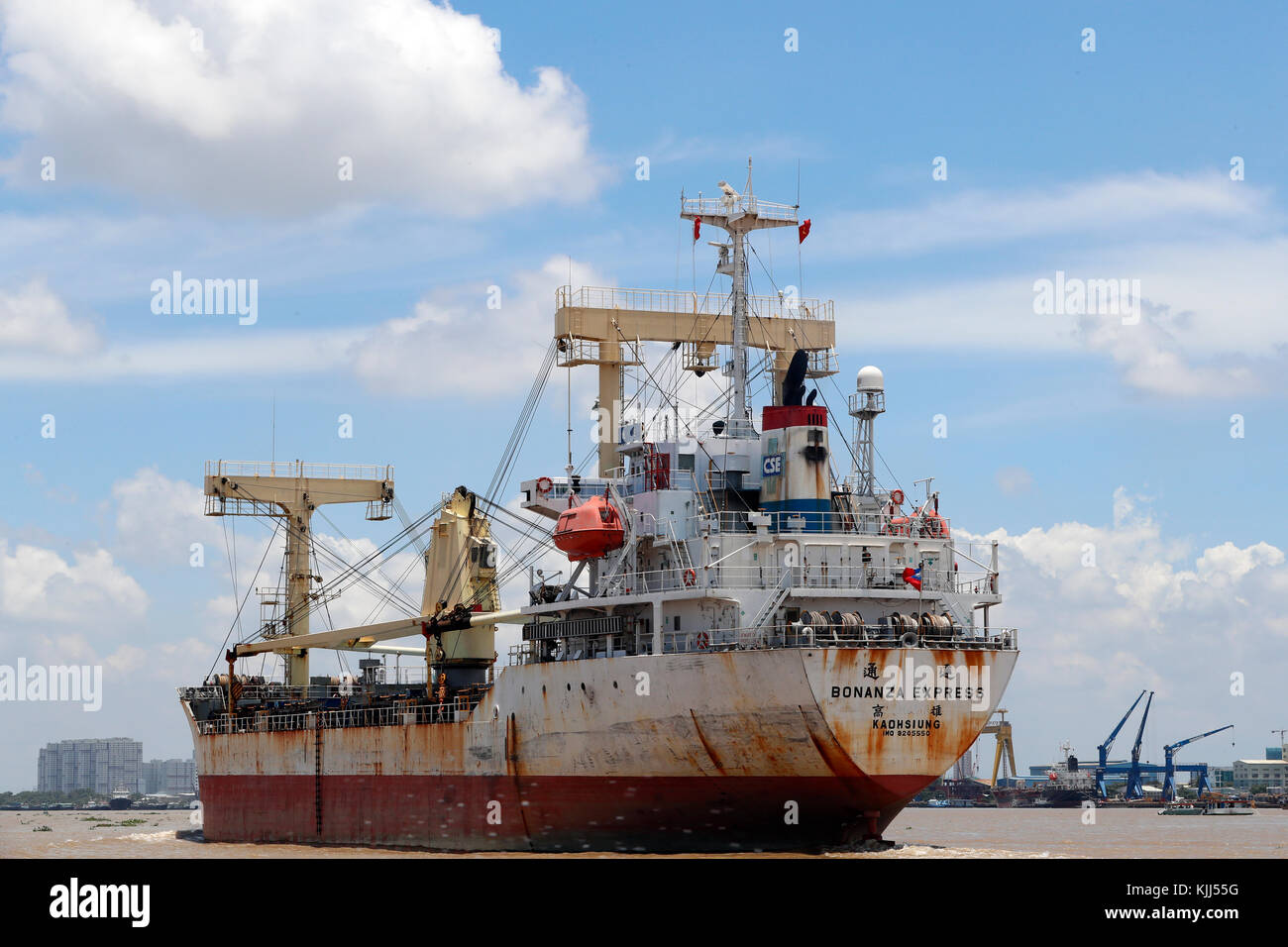 Cargo ship in Saigon river. Vietnam Stock Photo - Alamy