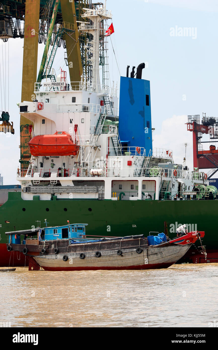 Cargo ship in Saigon harbor. Vietnam Stock Photo - Alamy