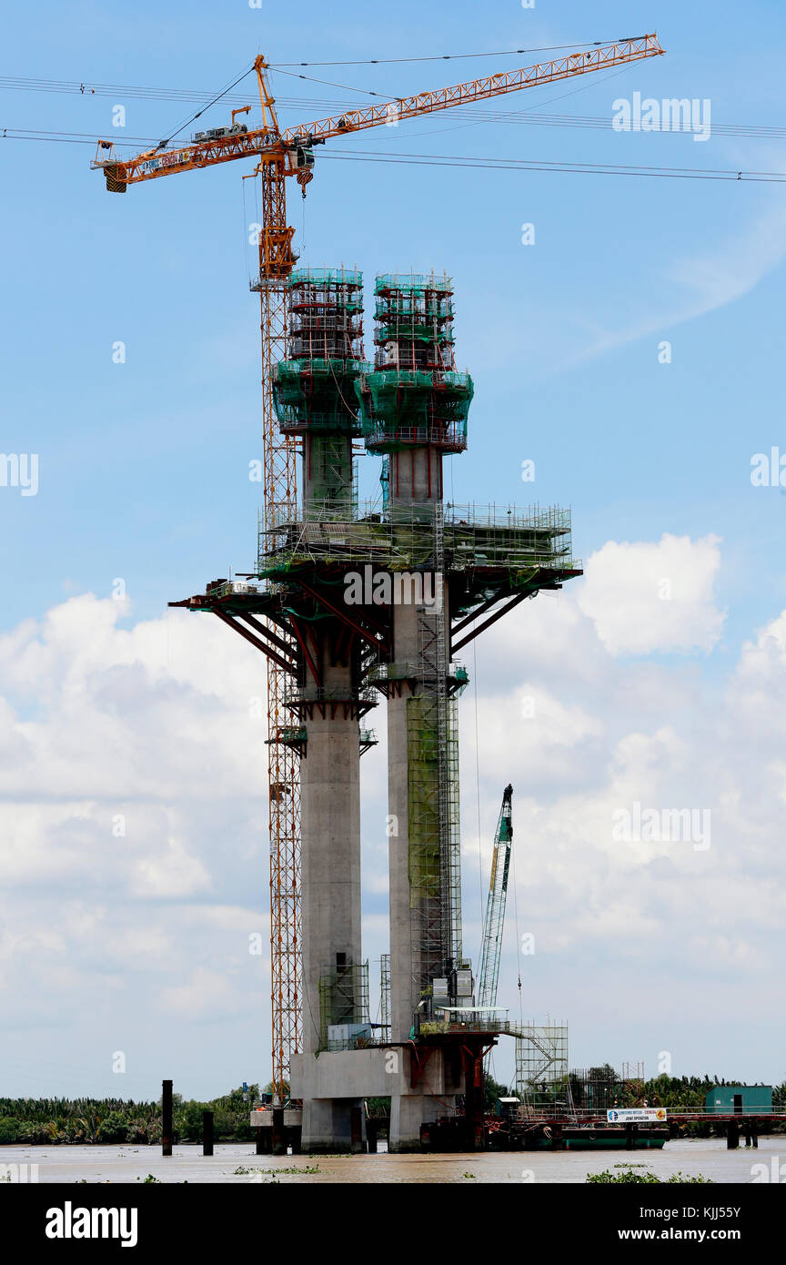 Bridge under construction across the Saigon River. Vietnam Stock Photo ...
