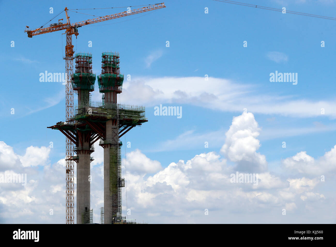 Bridge under construction across the Saigon River. Vietnam Stock Photo ...