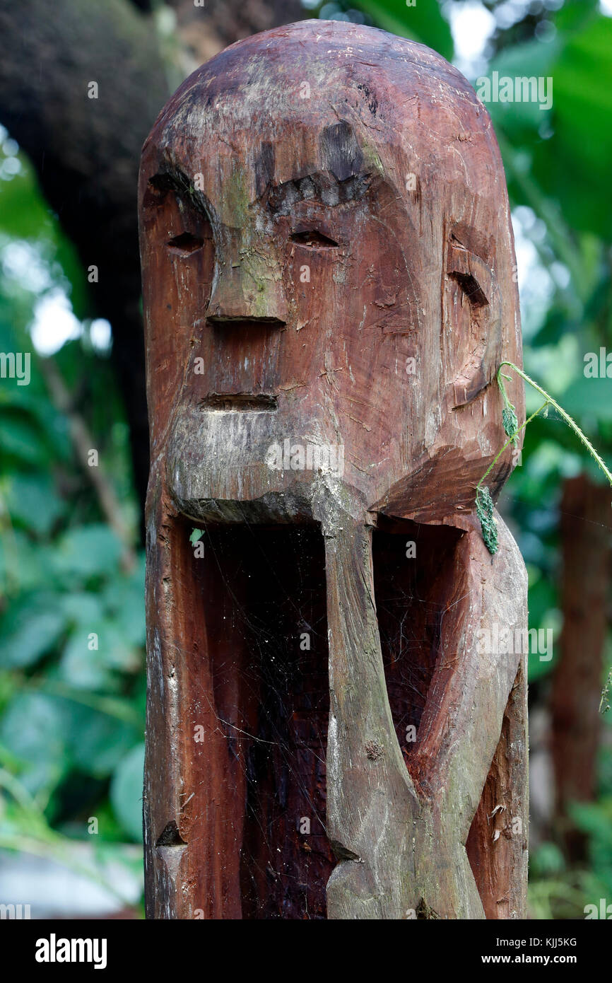 Jarai (Gia Rai) ethnic group. Guardian spirit of a Jarai tomb. Wooden ...