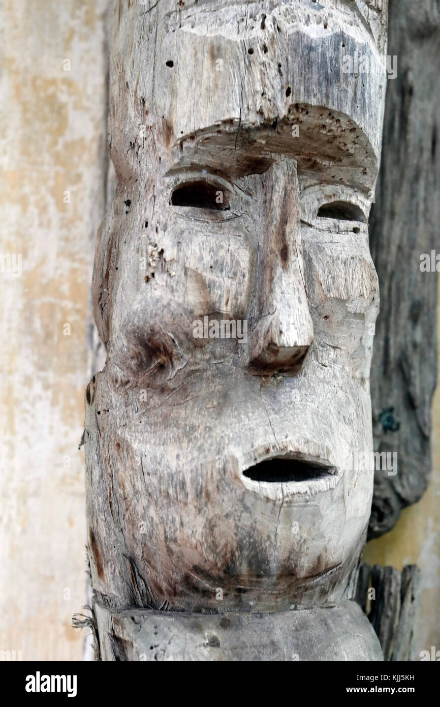 Jarai (Gia Rai) ethnic group. Guardian spirit of a Jarai tomb. Wooden ...