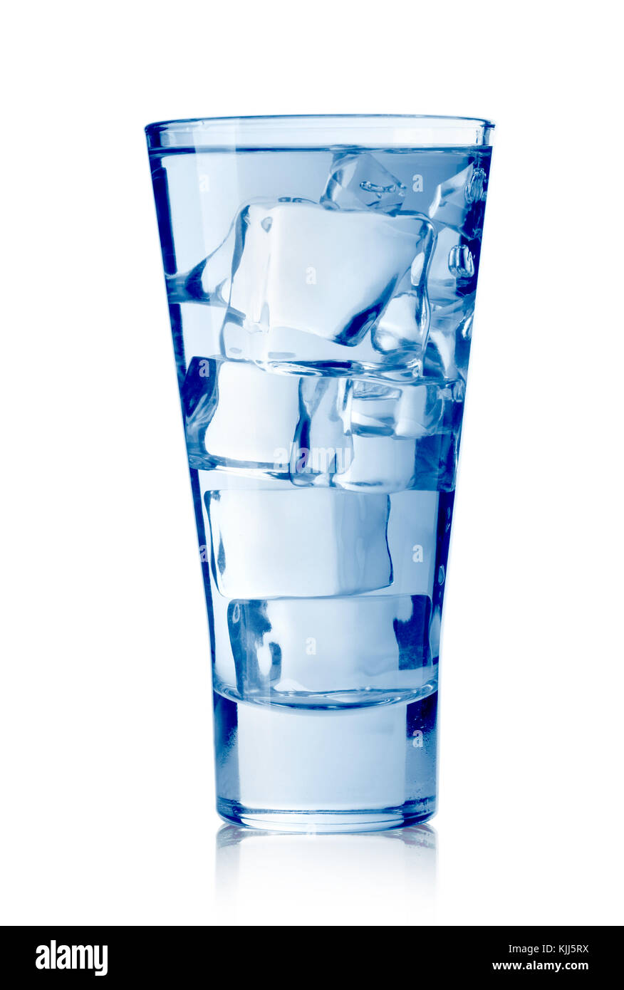 Glass of pure water with ice cubes.Isolated on white .with clipping ...