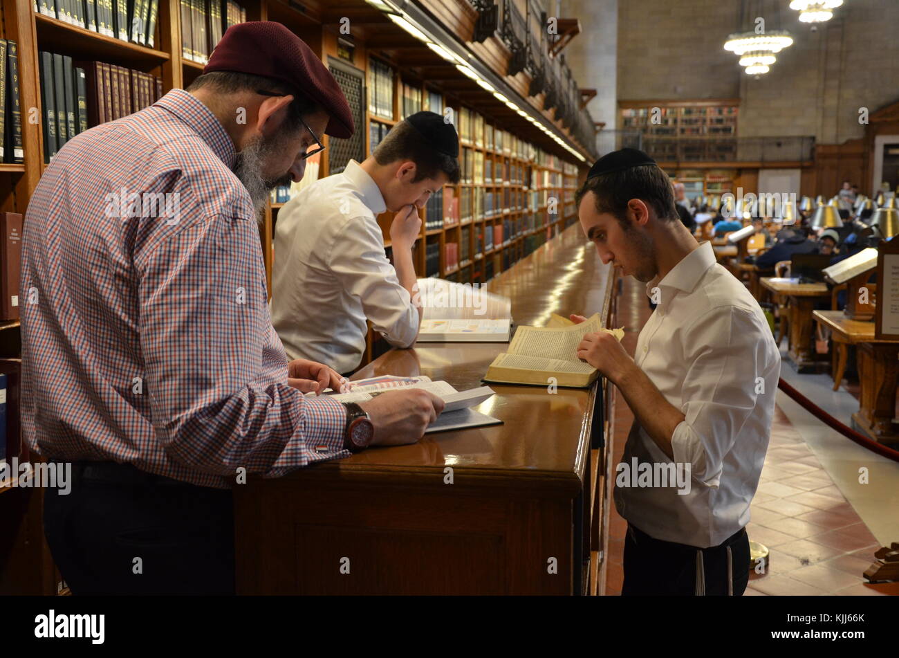 Jewish men reading books in the Rose Main Reading Room in The New York ...