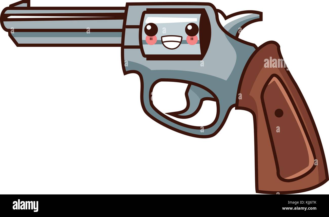 Classic handgun weapon kawaii cute cartoon Stock Vector Image & Art - Alamy