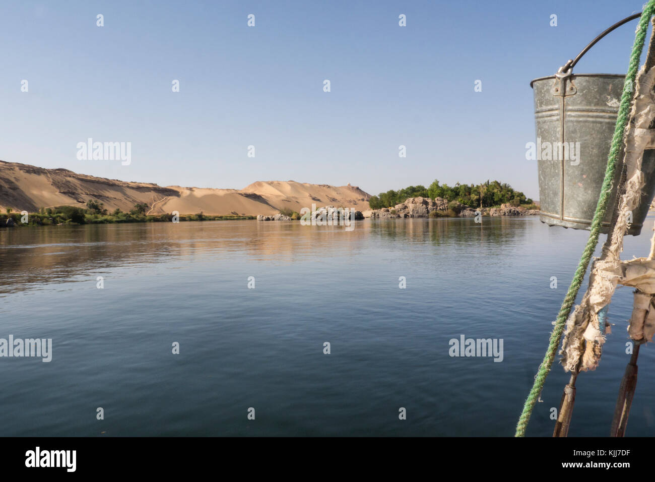 View of the sand dunes of the desert and river Nile bank from a ...