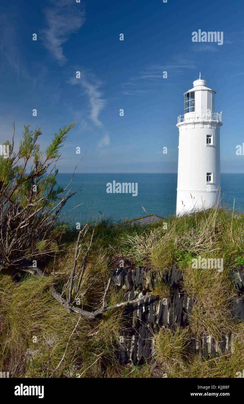 The lighthouse at Trevor head on the north coast of Cornwall near ...