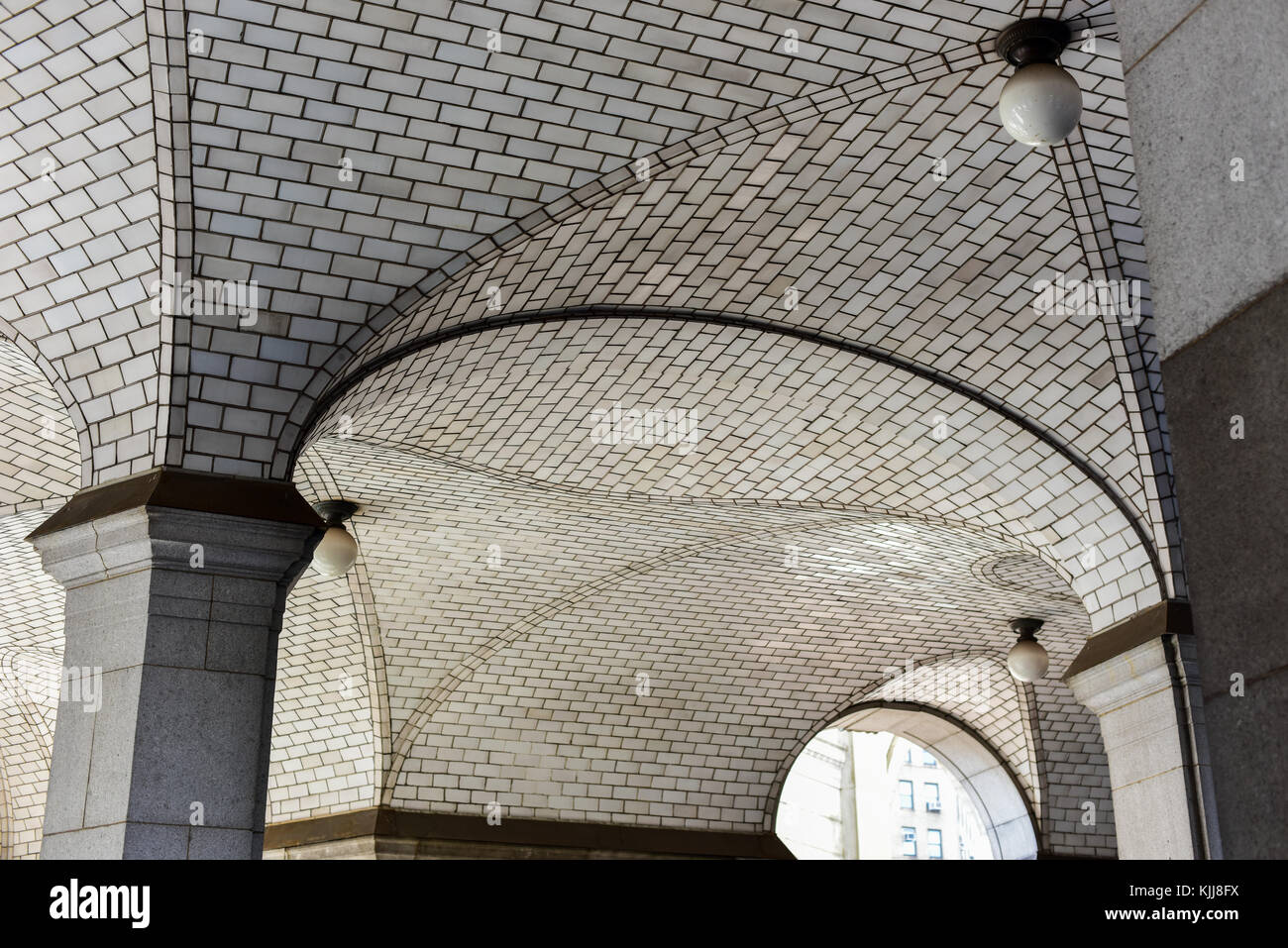 Guastavino tile ceiling by the subway entrance under the Municipal ...