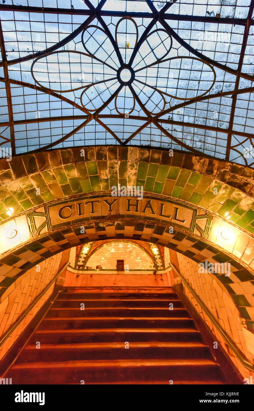 New York, USA - May 30, 2015: City Hall Subway Station in Manhattan ...
