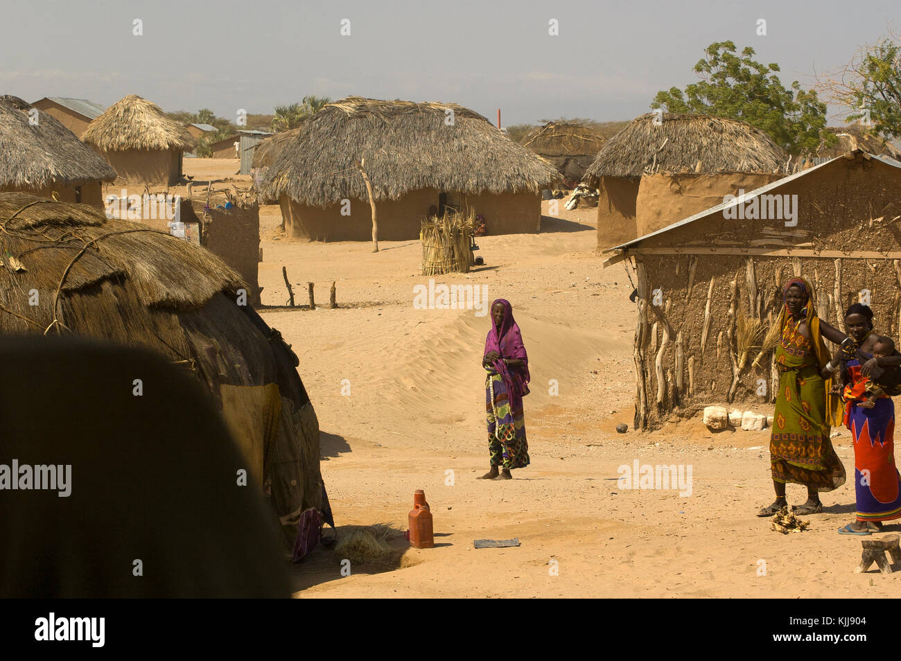 Scene at the remote village of North Horr where the Gabbra tribe live ...
