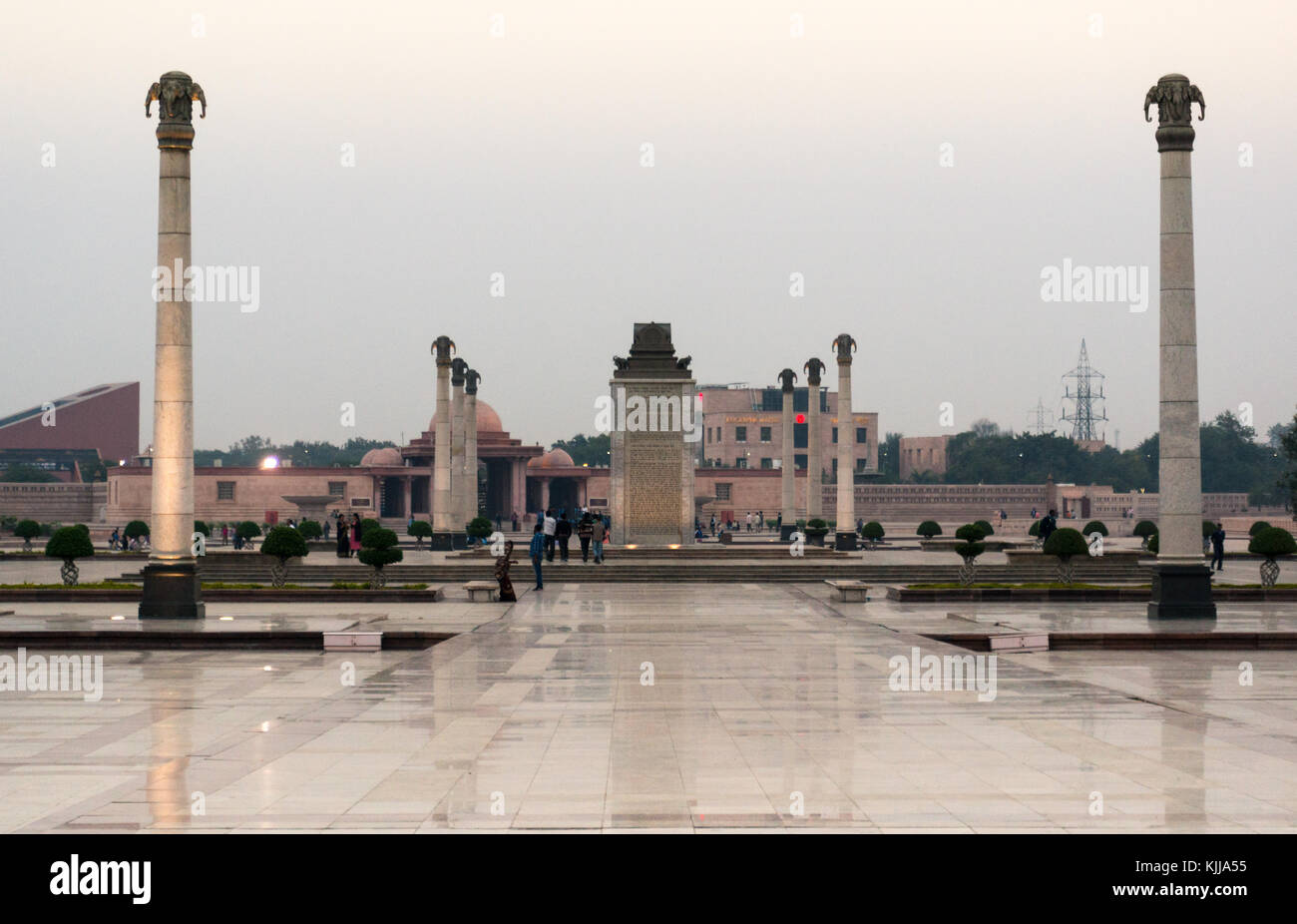 Central monument and pillars with the museum domes in Ambedkar P Stock ...
