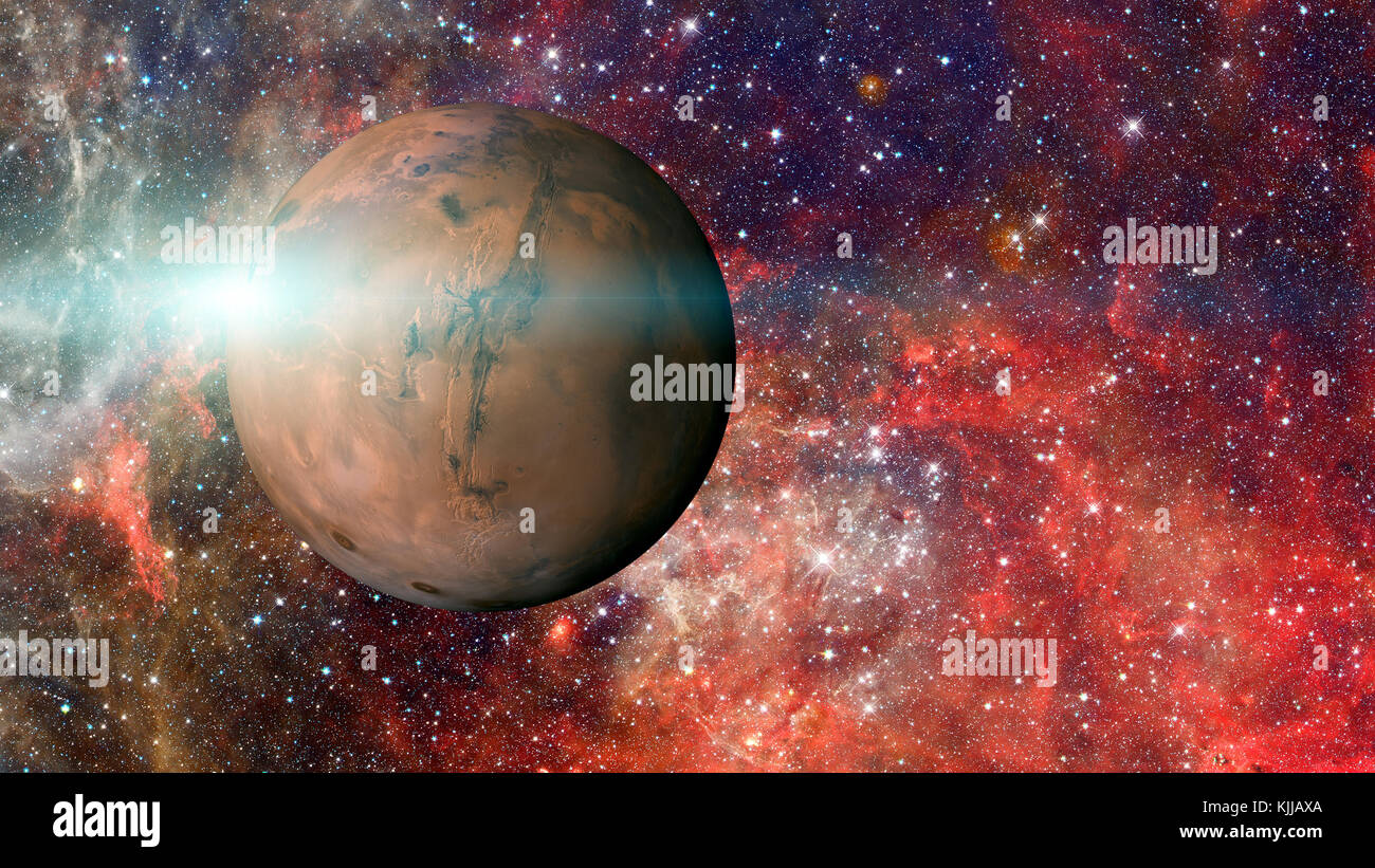 Planet Mars in the solar system. Elements of this image are furnished ...