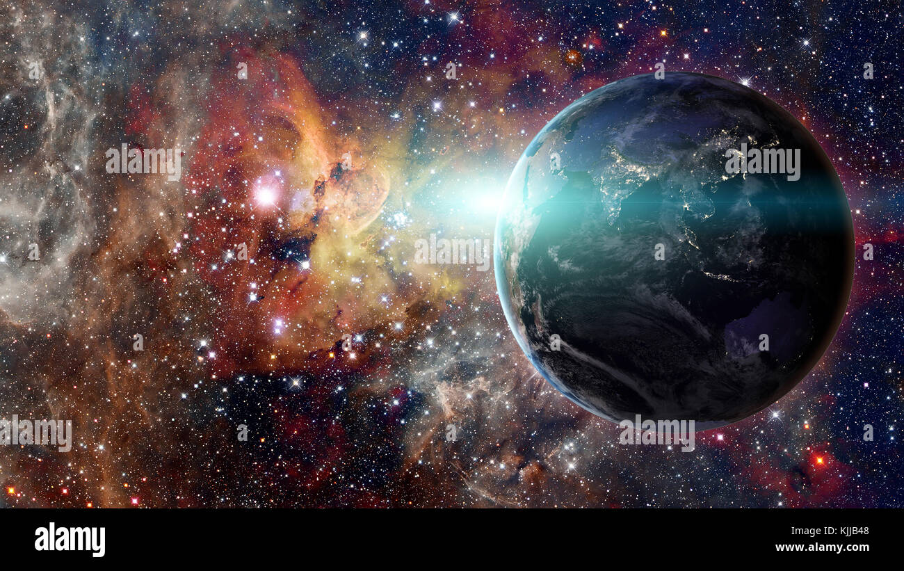 Earth and galaxy. Elements of this image furnished by NASA Stock Photo ...