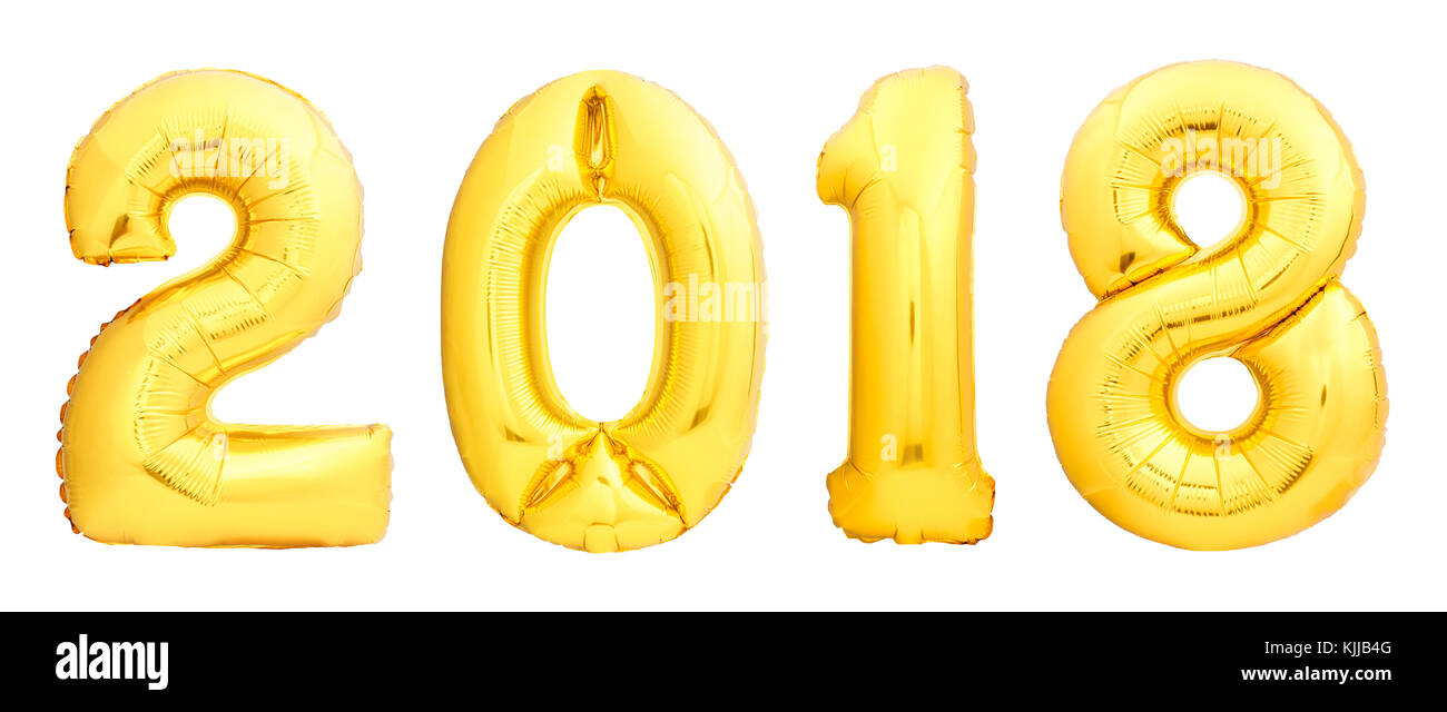 Golden Christmas balloons 2018 made of inflatable balloon isolated on ...