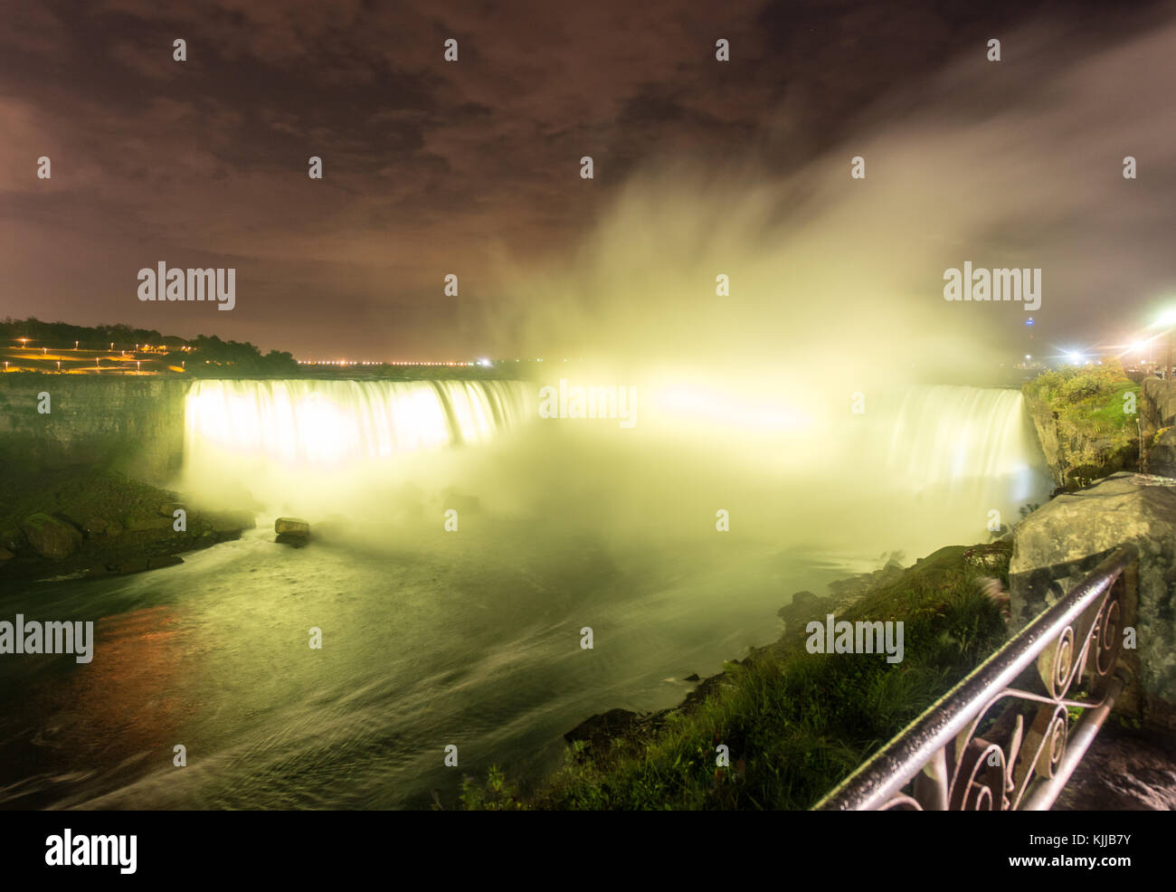 Niagara Falls from Canada at night as it is illuminated Stock Photo - Alamy