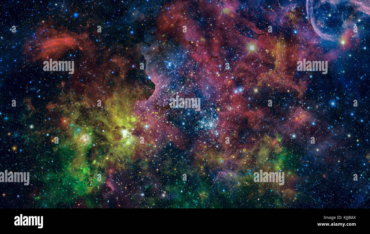 Colorful nebulas, galaxies and stars in deep space. Elements of this ...
