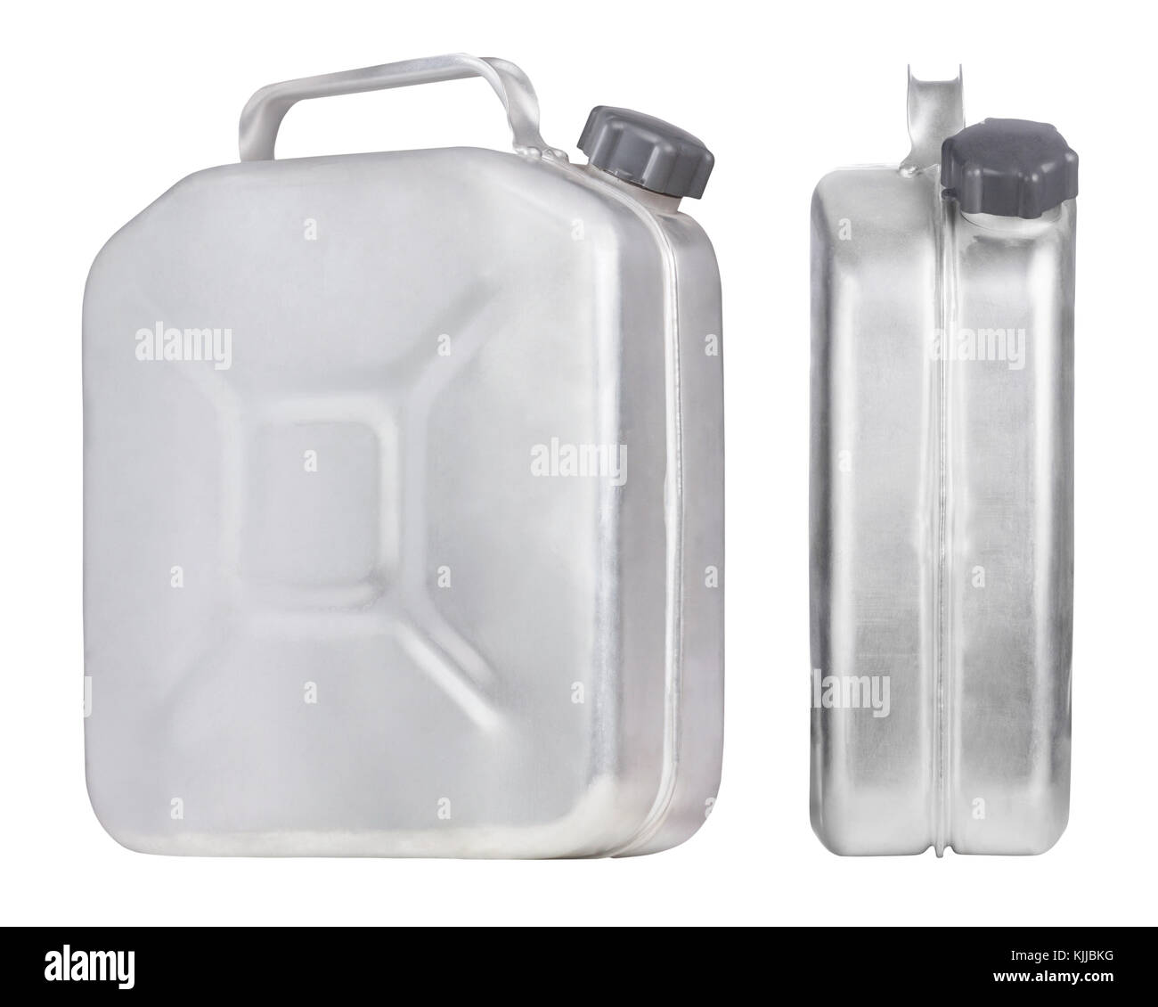Metal fuel cans on white background Stock Photo - Alamy