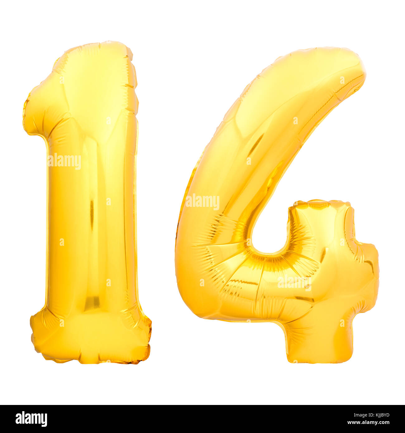 Golden number 14 fourteen made of inflatable balloon Stock Photo - Alamy