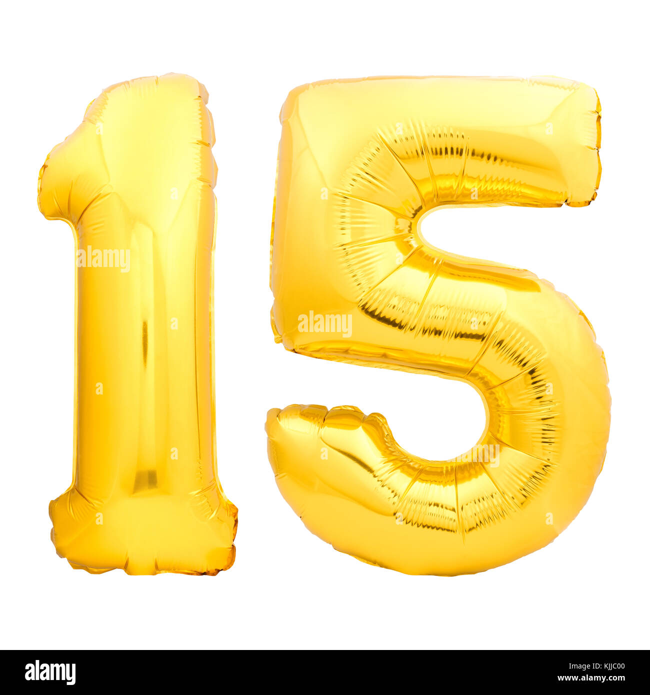 Golden number 15 fifteen made of inflatable balloon Stock Photo - Alamy