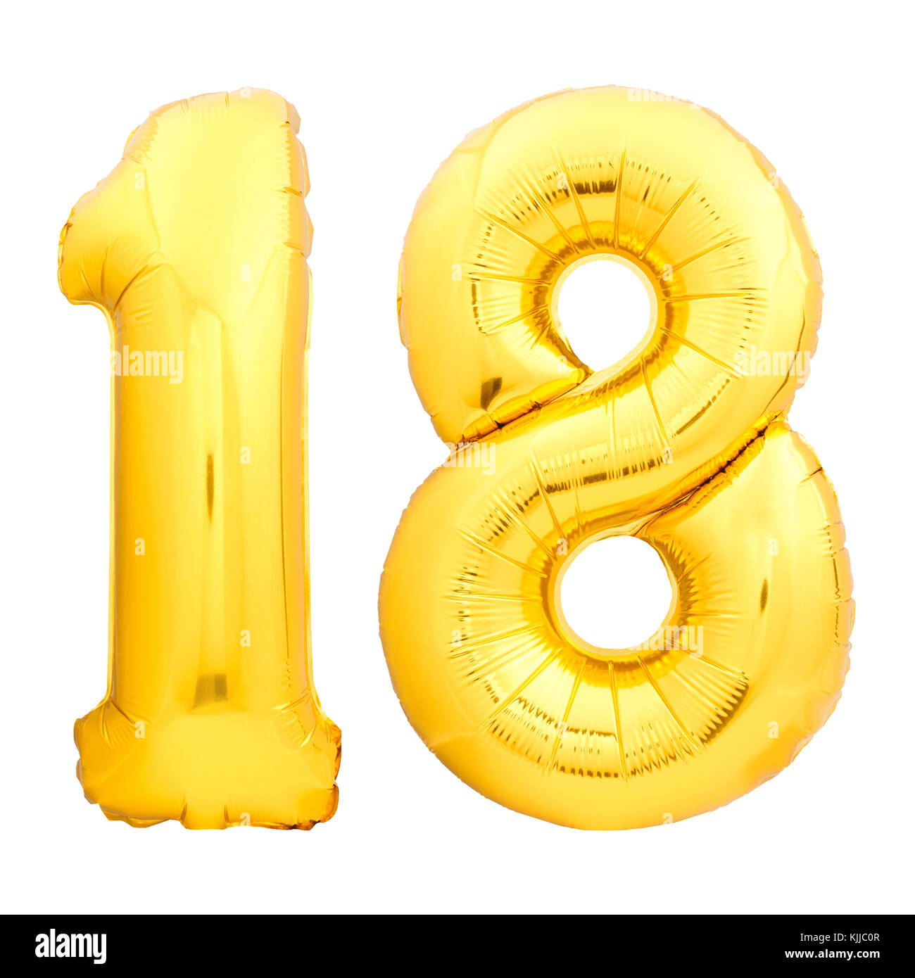 Golden number 18 eighteen made of inflatable balloon Stock Photo - Alamy