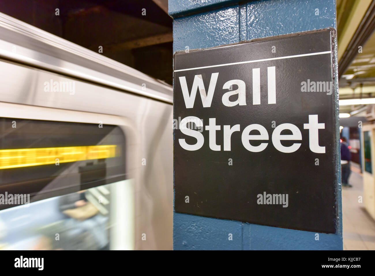 NEW YORK, NEW YORK - MARCH 11, 2015: MTA Wall Street Subway Station in ...
