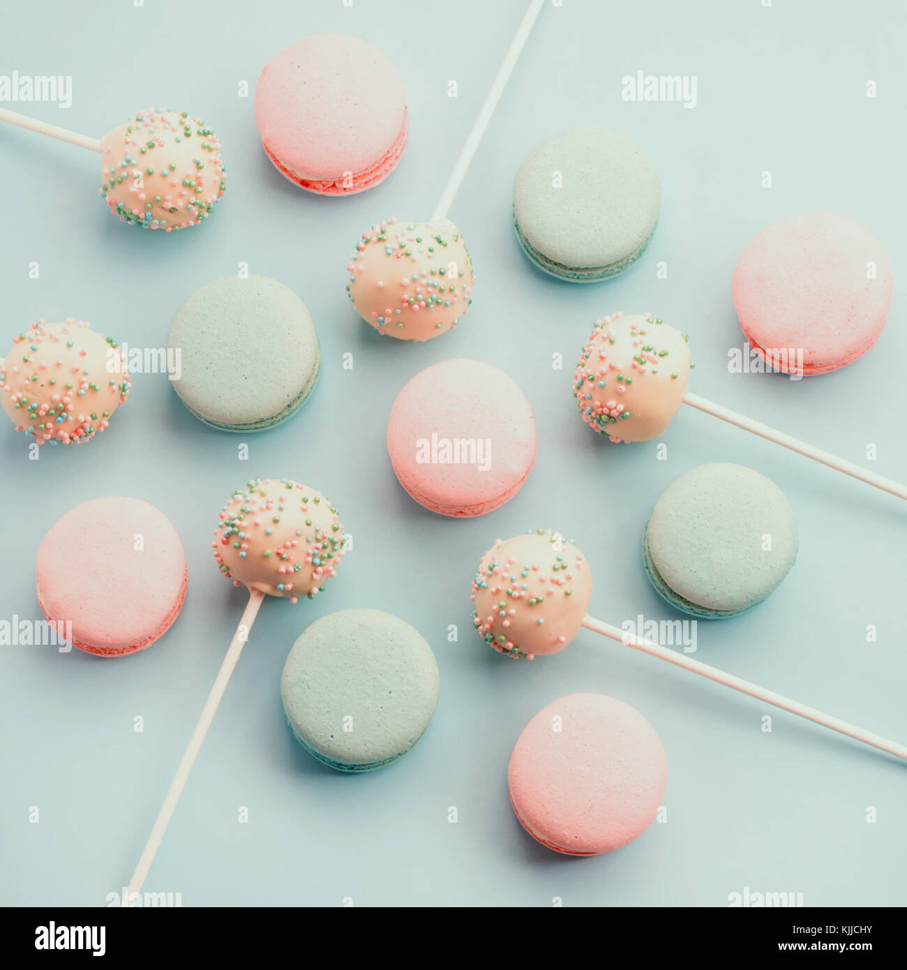 Colorful macaroons mixed with cake crumbs Stock Photo - Alamy