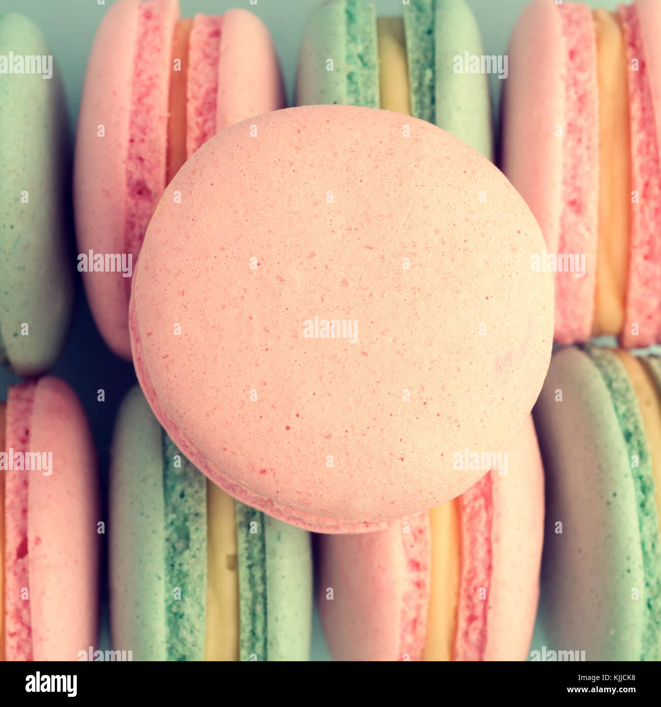 Top view of sweet pink macaroon Stock Photo - Alamy