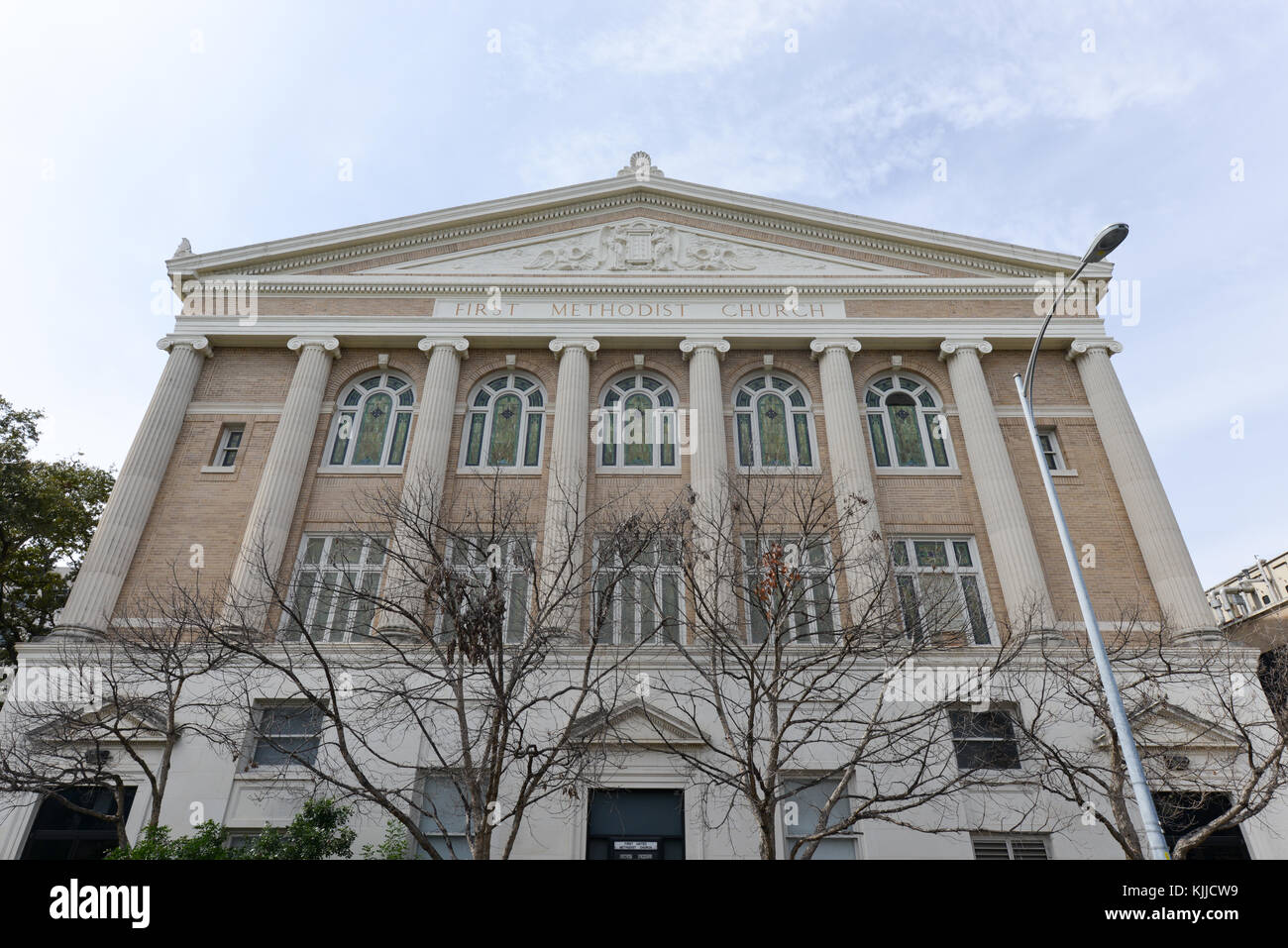 Classical facade of the First Methodist Church of Austin, Texas Stock ...