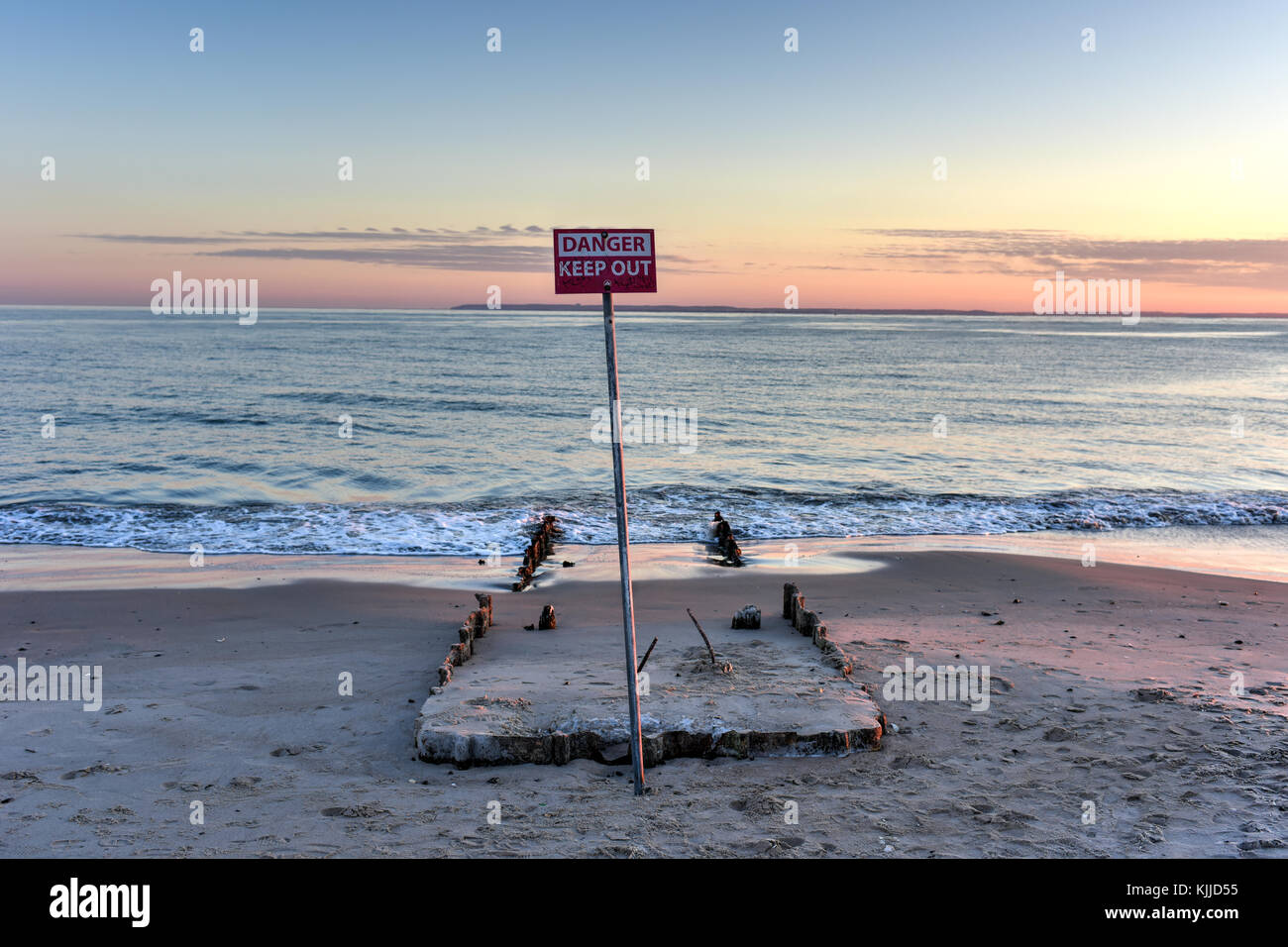 Danger, Keep Out Beach Sign at the beach Stock Photo - Alamy