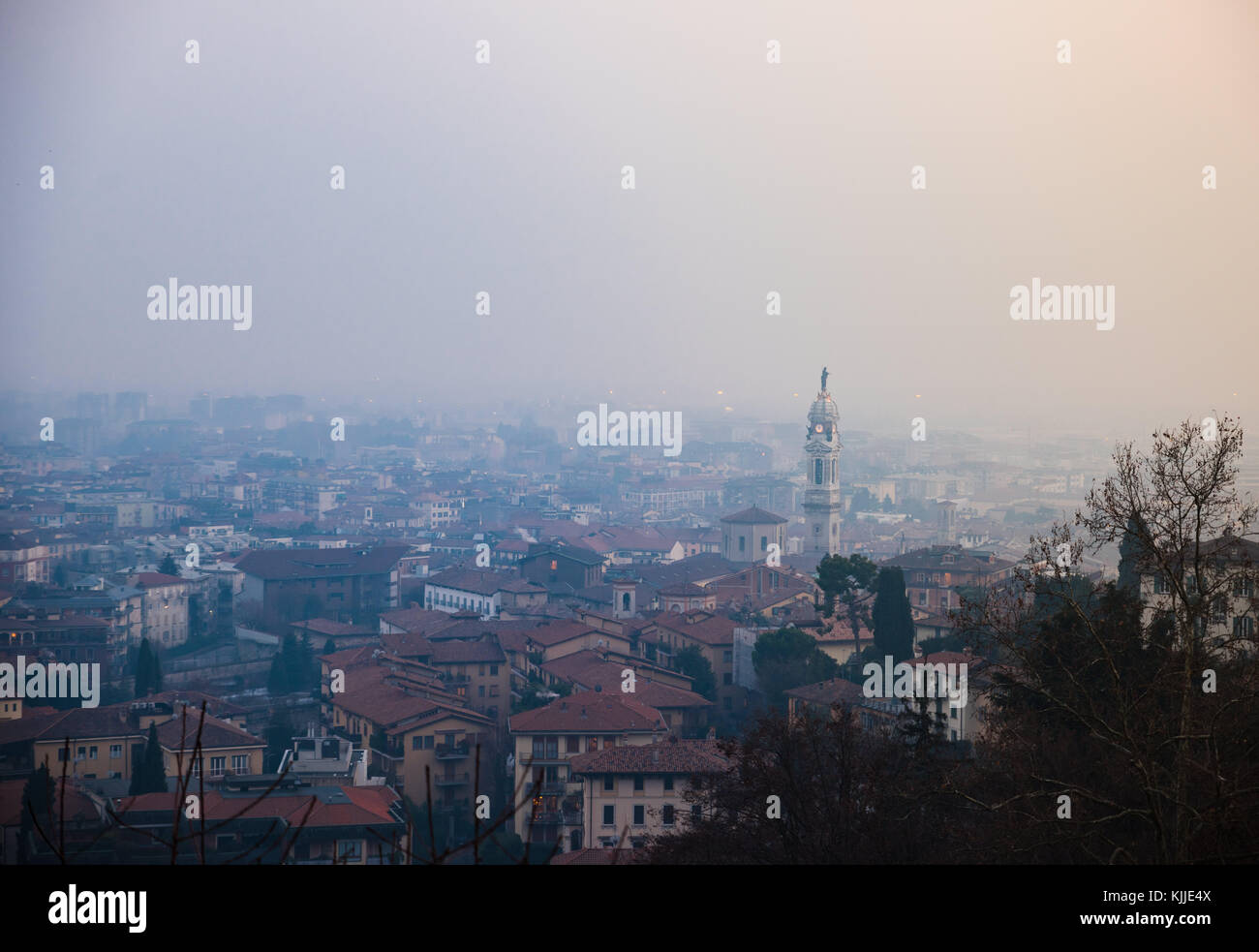Panoramic view of Bergamo Low City, from the vantage point of the old ...