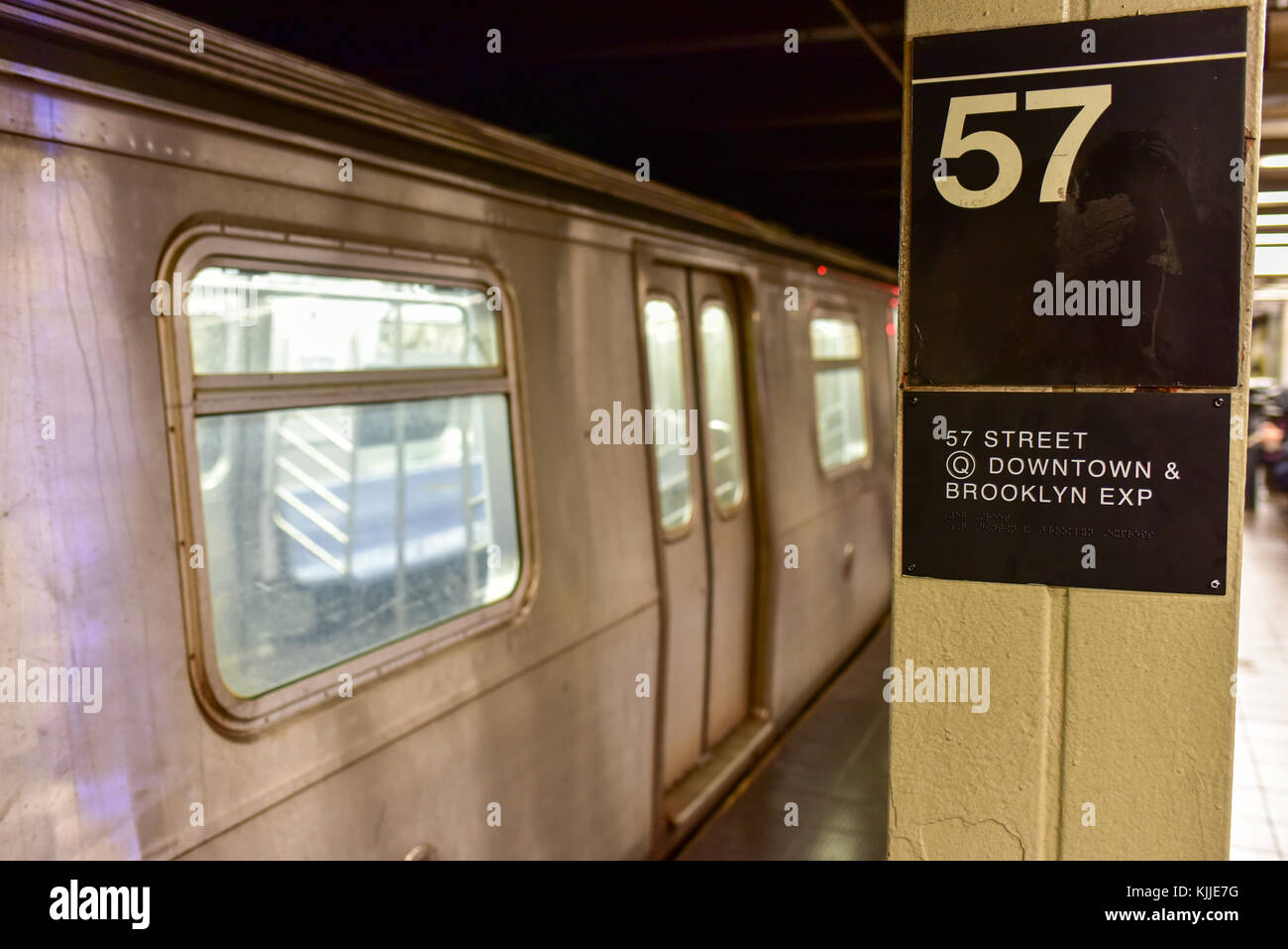 NEW YORK, NEW YORK - FEBRUARY 21, 2015: 57th Street MTA Subway Station ...